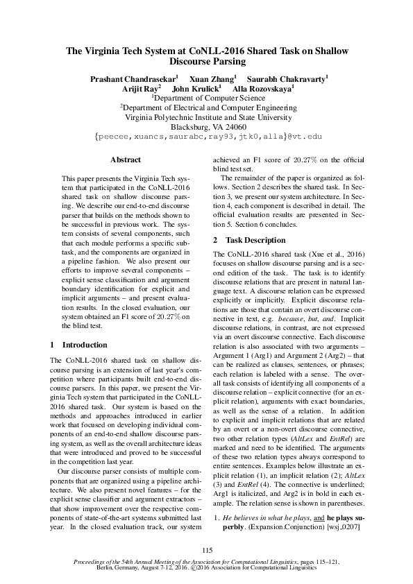 (PDF) The Virginia Tech System at CoNLL-2016 Shared Task on Shallow Discourse Parsing