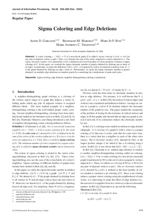 (PDF) Sigma Coloring and Edge Deletions