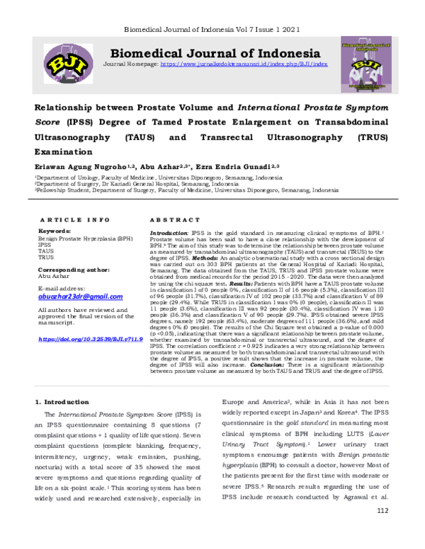 (PDF) Relationship between Prostate Volume and International Prostate ...