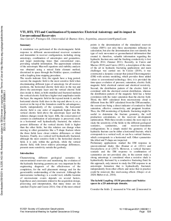 (PDF) VTI, HTI, TTI and combination of symmetries: Electrical ...