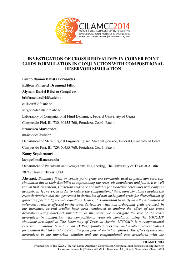 Pdf Investigation Of Cross Derivatives In Corner Point Grids Formulation In Conjunction With