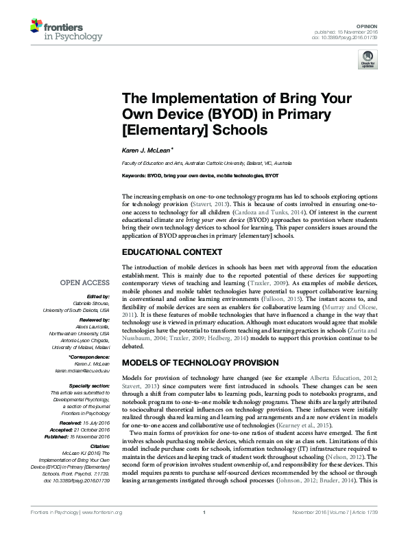 The Implementation of Bring Your Own Device (BYOD) in Primary ...