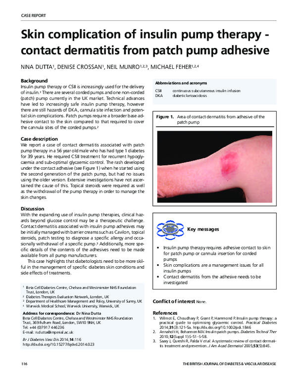 (PDF) Skin complication of insulin pump therapy - contact dermatitis ...