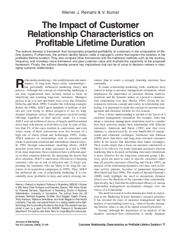 (PDF) The impact of customer relationship characteristics on customer ...