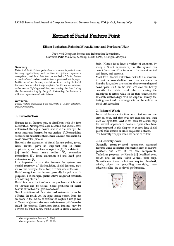 (PDF) Extract of Facial Feature Point