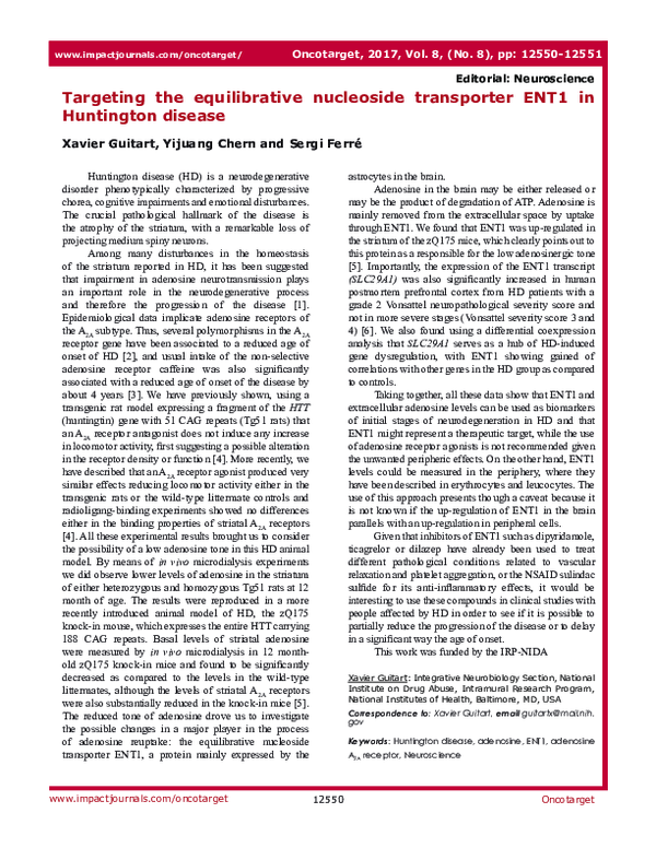 (PDF) Targeting the equilibrative nucleoside transporter ENT1 in ...