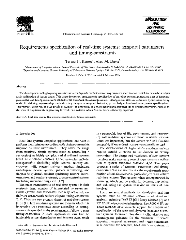 Pdf Requirements Specification Of Real Time Systems Temporal