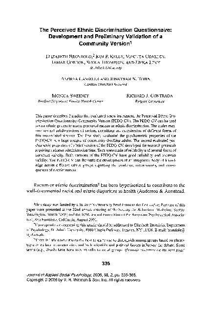 (PDF) The Perceived Ethnic Discrimination Questionnaire: Development ...