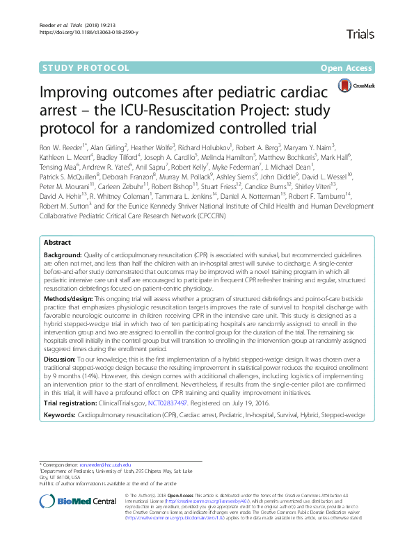(PDF) Improving outcomes after pediatric cardiac arrest - the ICU ...