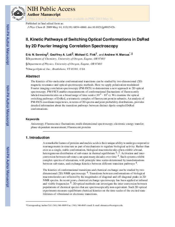 (PDF) II. Kinetic Pathways of Switching Optical Conformations in DsRed ...