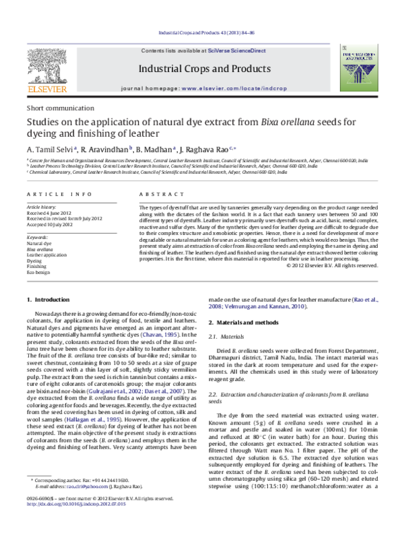 (PDF) Studies on the application of natural dye extract from Bixa ...