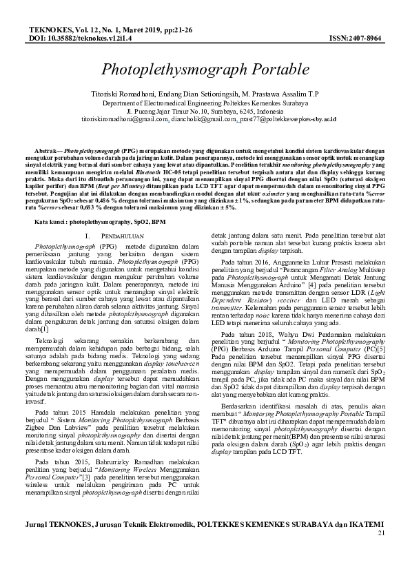 (PDF) Photoplethysmograph Portable