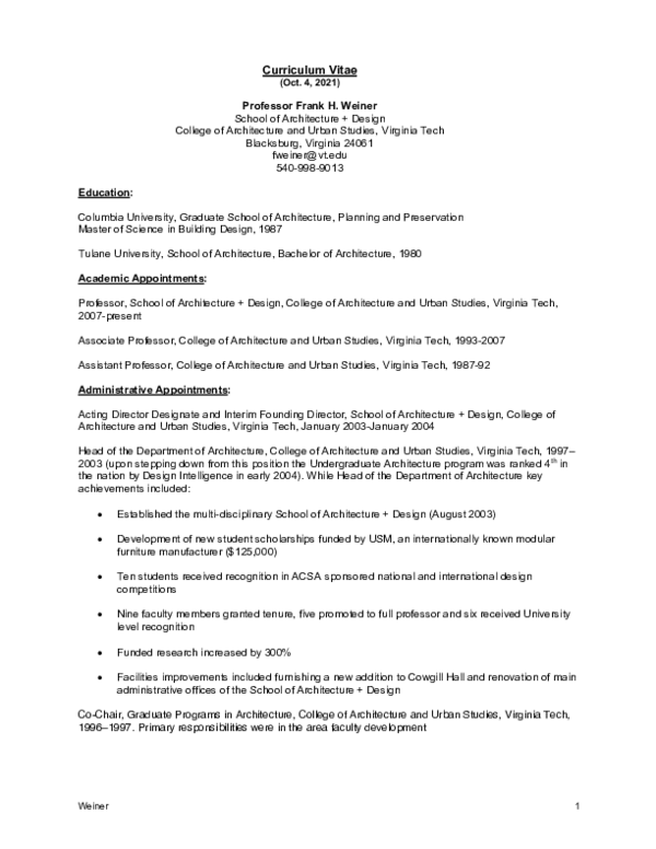 (PDF) Revised Curriculum Vitae
