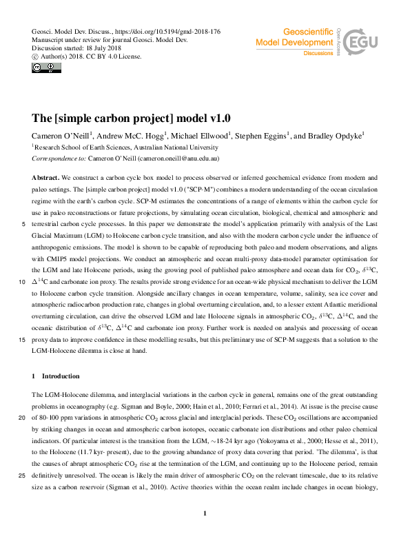 (PDF) The [simple carbon project] model v1.0