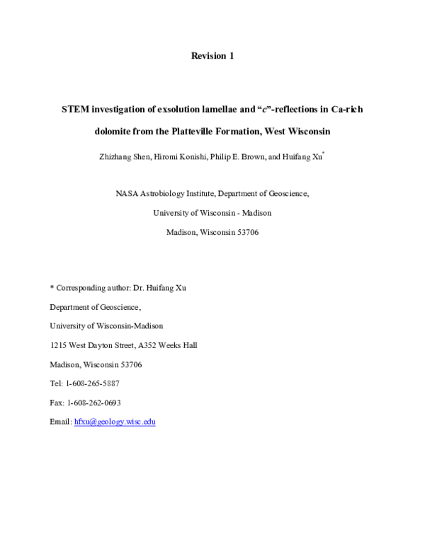 (PDF) STEM investigation of exsolution lamellae and "c" reflections in ...