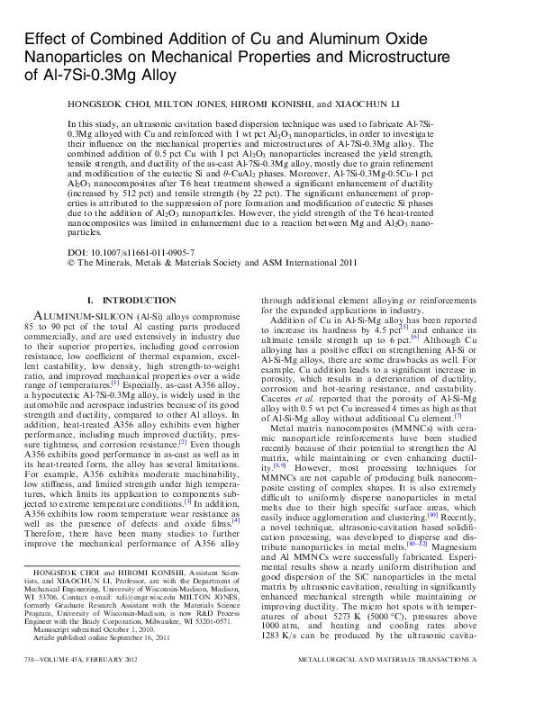 (PDF) Effect of Combined Addition of Cu and Aluminum Oxide Nanoparticles on Mechanical ...
