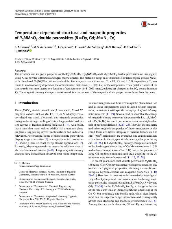 (PDF) Temperature dependent structural and magnetic properties of Cerium substituted Co–Cr ...