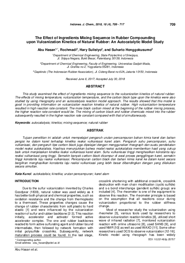 (PDF) The Effect of Ingredients Mixing Sequence in Rubber Compounding ...