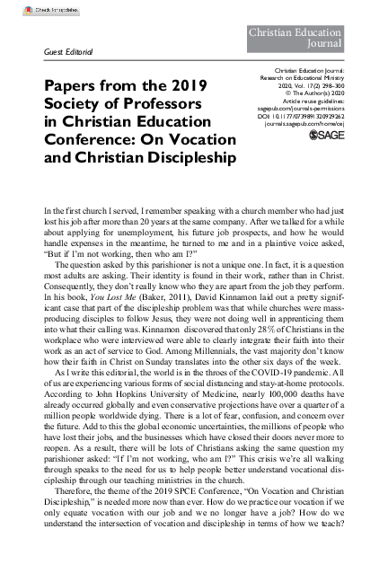 (PDF) Papers from the 2019 Society of Professors in Christian Education ...