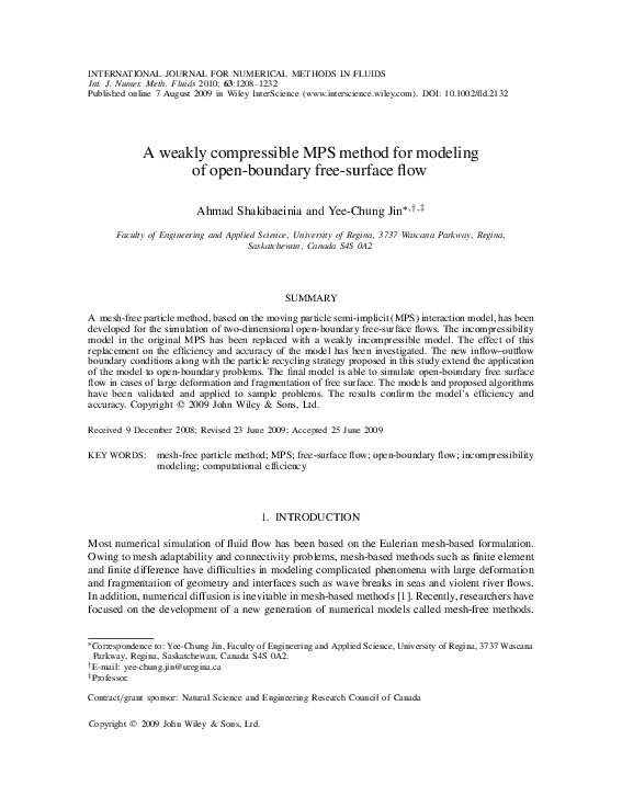 (PDF) A weakly compressible MPS method for modeling of open-boundary free-surface flow