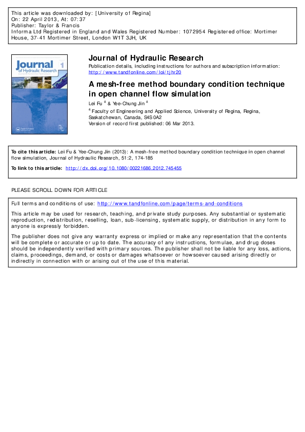 (PDF) A mesh-free method boundary condition technique in open channel ...