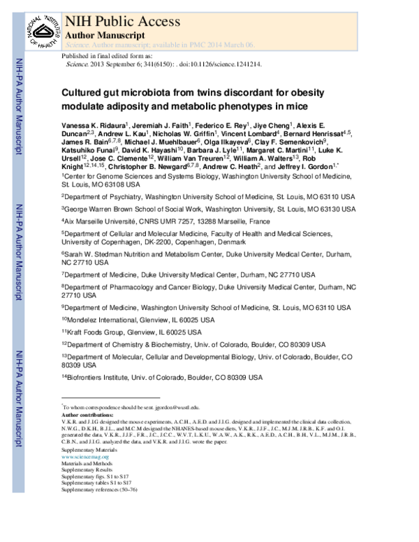 (PDF) Faculty of 1000 evaluation for Gut microbiota from twins ...