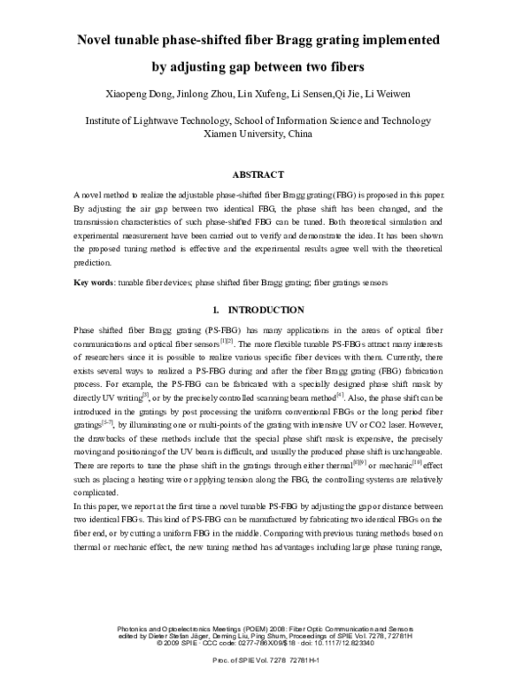 (PDF) Tunable Phase-Shifted Fiber Bragg Grating