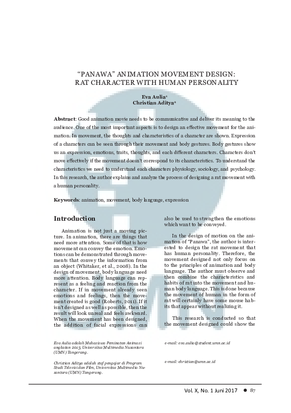 (PDF) “PANAWA” Animation Movement Design: Rat Character With Human ...