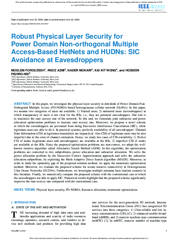 (PDF) Robust Physical Layer Security for Power Domain Non-orthogonal Multiple Access-Based ...
