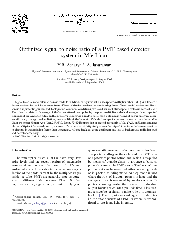 (PDF) Optimized signal to noise ratio of a PMT based detector system in ...