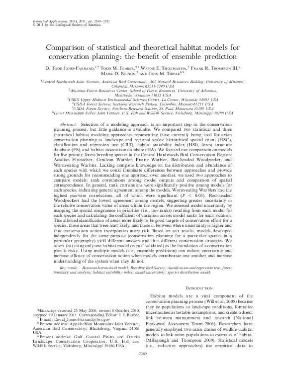 (PDF) Comparison of statistical and theoretical habitat models for ...