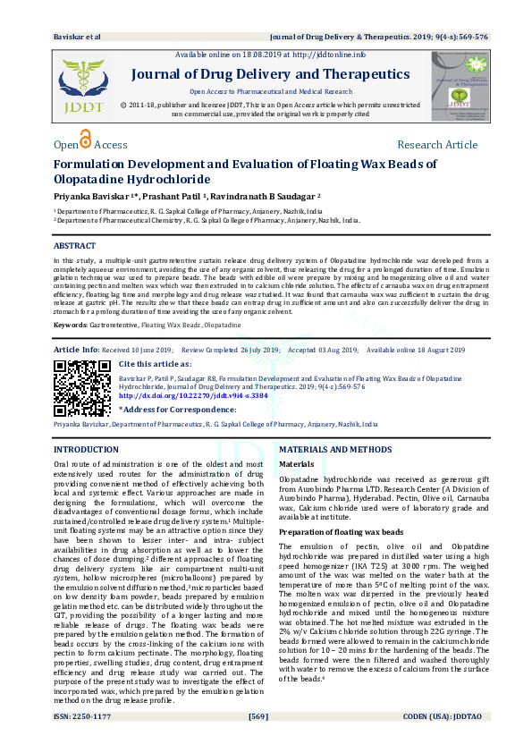 Pdf Formulation Development And Evaluation Of Floating Matrix Tablets Of Atorvastatin Calcium
