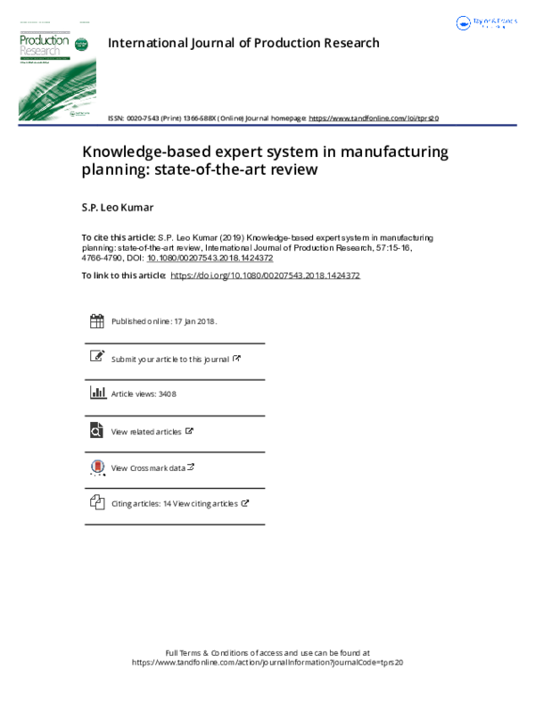 (PDF) Knowledge-based expert system in manufacturing planning: state-of ...