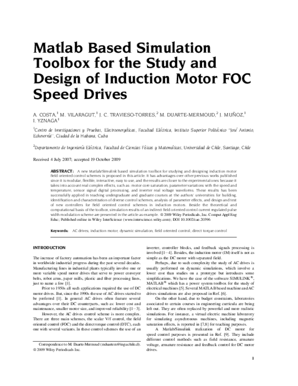 (PDF) Matlab based simulation toolbox for the study and design of induction motor FOC speed drives