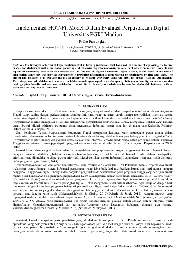 (PDF) Implementasi HOT-Fit Model Dalam Evaluasi Perpustakaan Digital ...