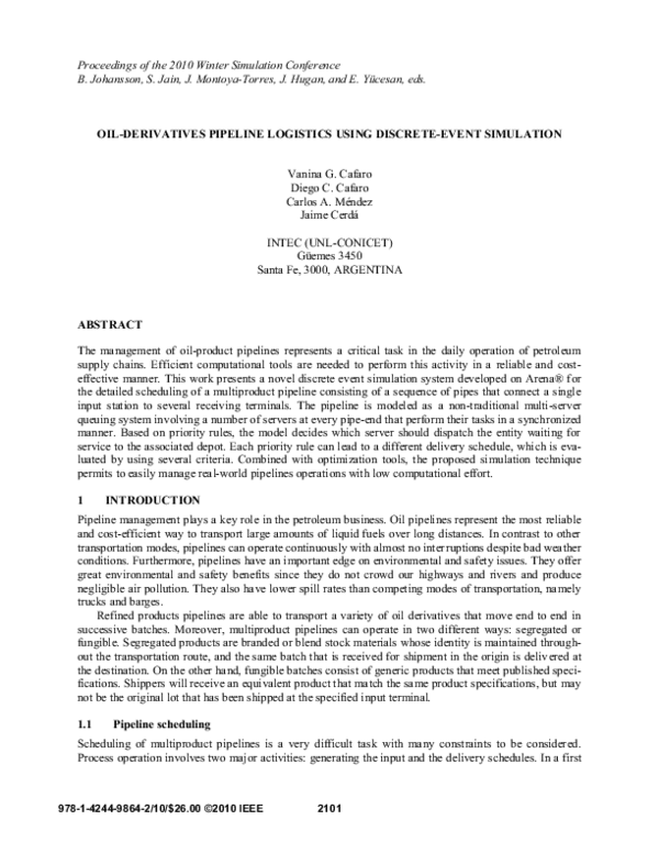 (PDF) Oil-derivatives pipeline logistics using discrete-event simulation