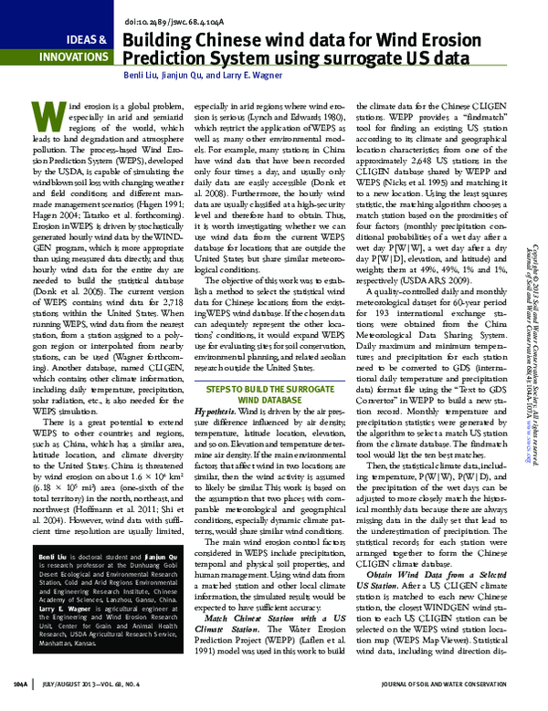 (PDF) Building Chinese wind data for Wind Erosion Prediction System ...