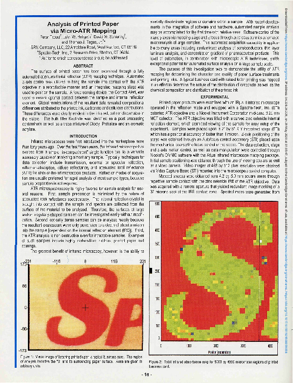 (PDF) Analysis of Printed Paper via Micro-ATR Mapping | Thomas J Tague ...