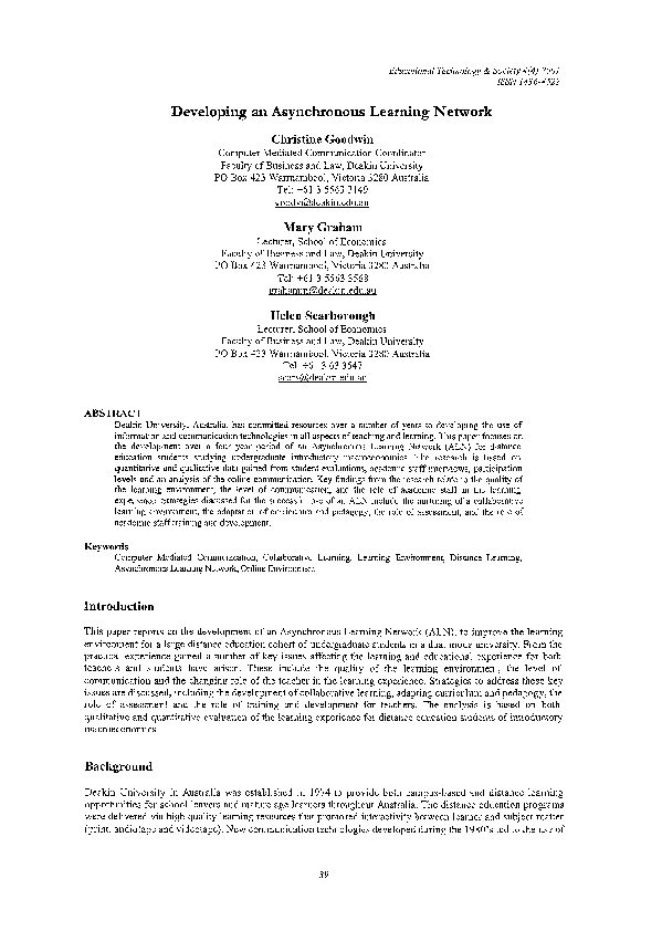 (PDF) Developing and asynchronous learning network