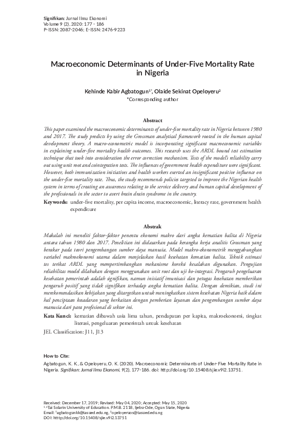 (PDF) Macroeconomic Determinants of Under-Five Mortality Rate in Nigeria
