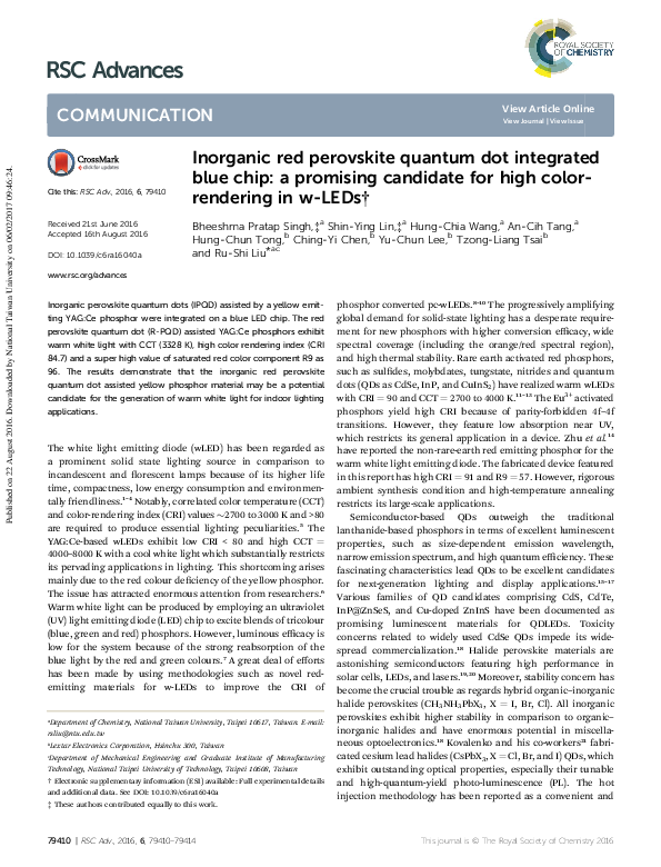 (PDF) Inorganic red perovskite quantum dot integrated blue chip: a promising candidate for high ...