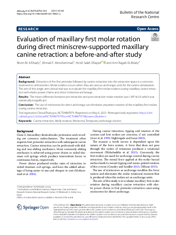 (PDF) Evaluation of maxillary first molar rotation during direct ...