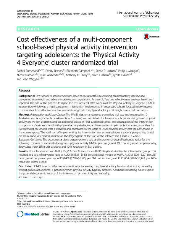 (PDF) Cost effectiveness of a multi-component school-based physical activity intervention ...