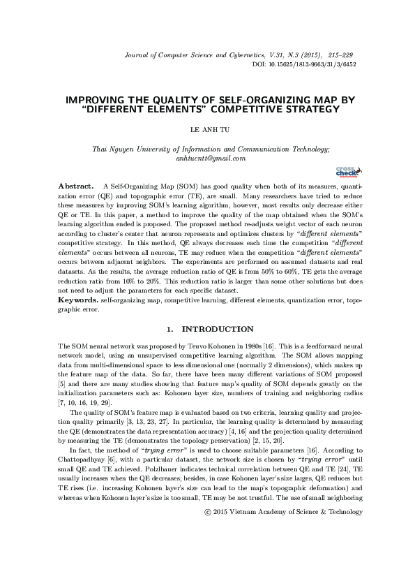 (PDF) Improving the quality of Self-Organizing Map by "Different ...