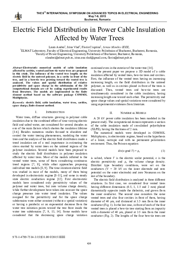 (PDF) Electric field distribution in power cable insulation affected by ...