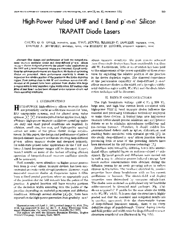 (PDF) High-Power Pulsed UHF and L Band p+-n-n+ Silicon TRAPATT Diode Lasers