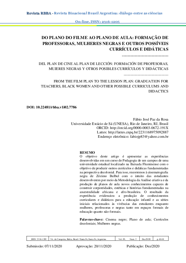 (PDF) Do Plano Do Filme Ao Plano De Aula: Formação De Professoras ...