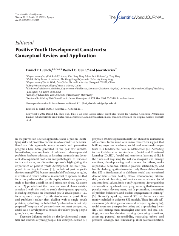(PDF) Positive youth development constructs: Conceptual review and ...