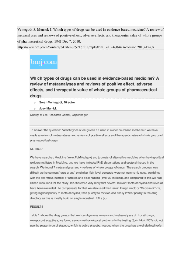 (PDF) Which types of drugs can be used in evidence-based medicine? A ...