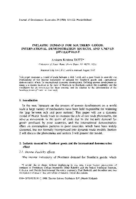 (PDF) Inelastic demand for southern goods, international demonstration ...